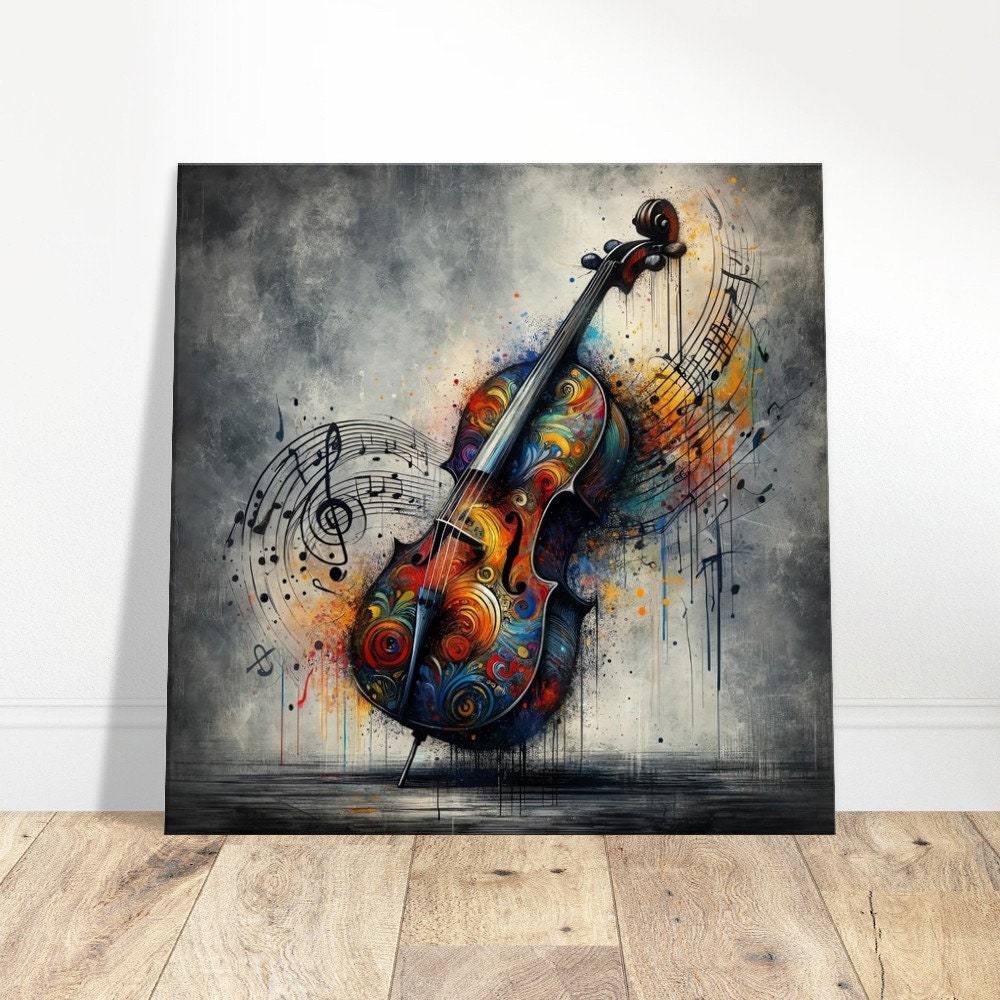 Resonance & Grace - Urban Cello Canvas Art, Deep String Wall Decor ...