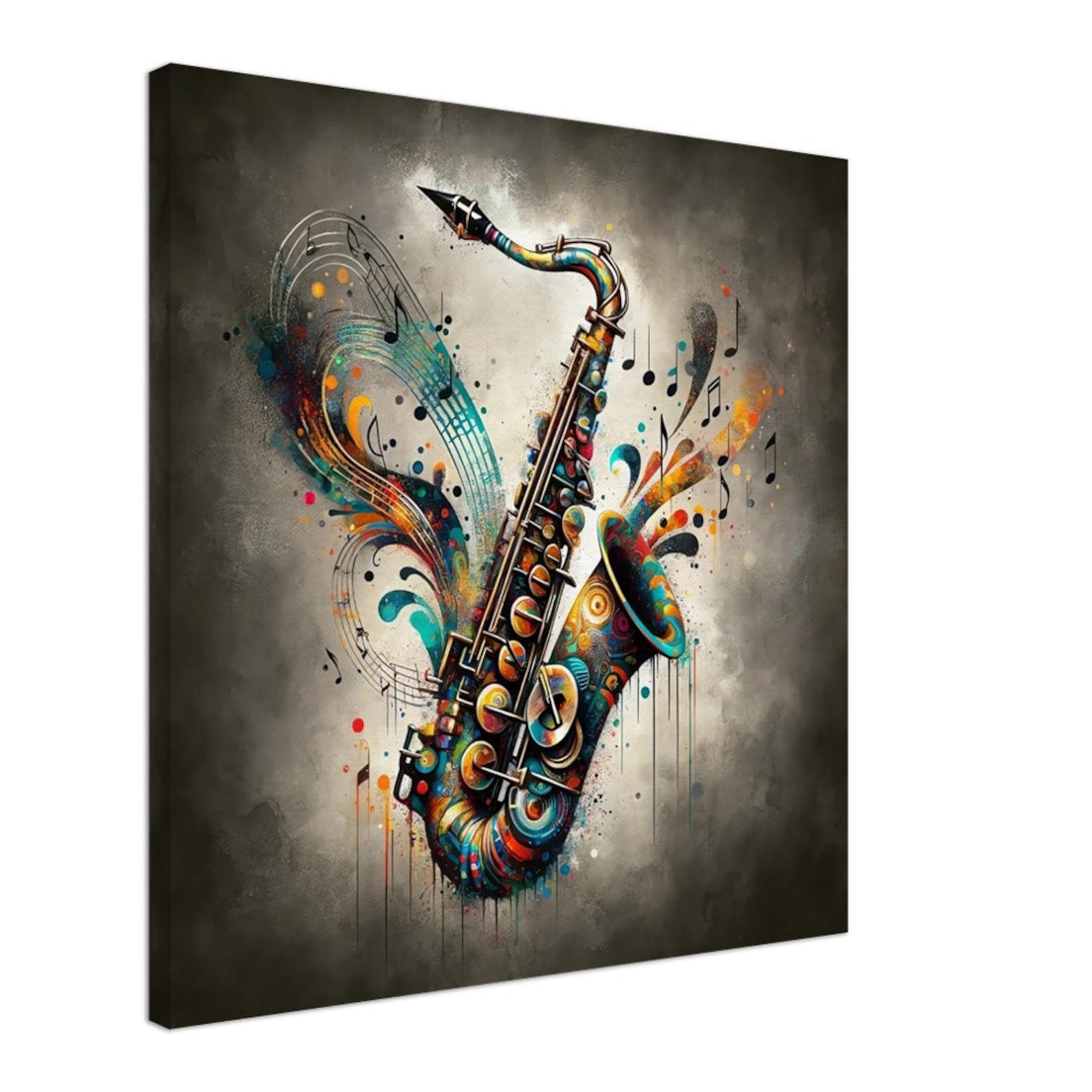 Urban Jazz Soul - Graffiti Saxophone Canvas Print, Colorful Abstract ...