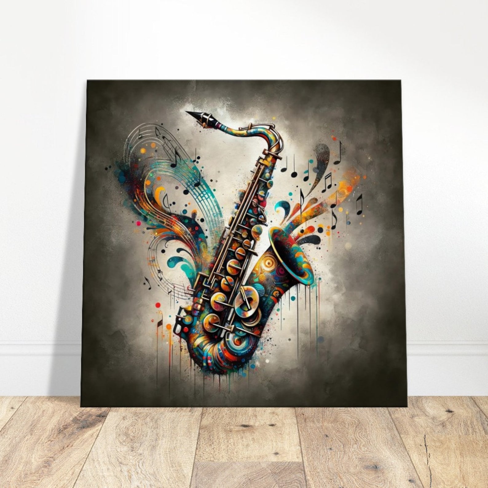 Urban Jazz Soul - Graffiti Saxophone Canvas Print, Colorful Abstract ...