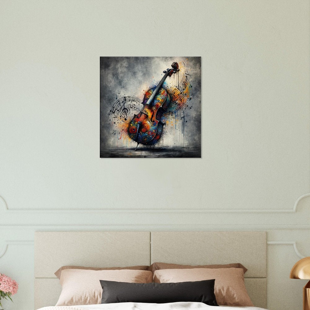 Resonance & Grace - Urban Cello Canvas Art, Deep String Wall Decor ...
