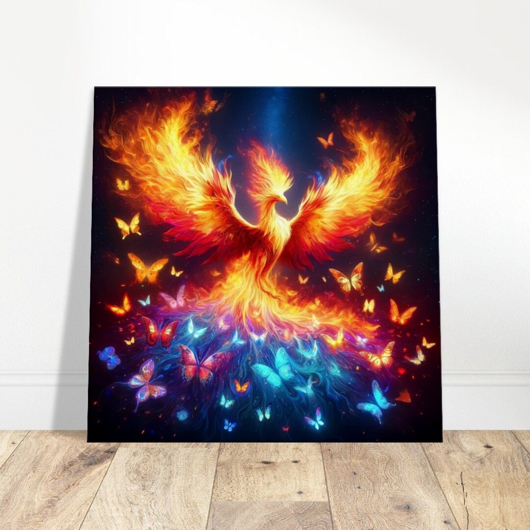 Phoenix in Flames - Enchanted Night Canvas Print - Etsy