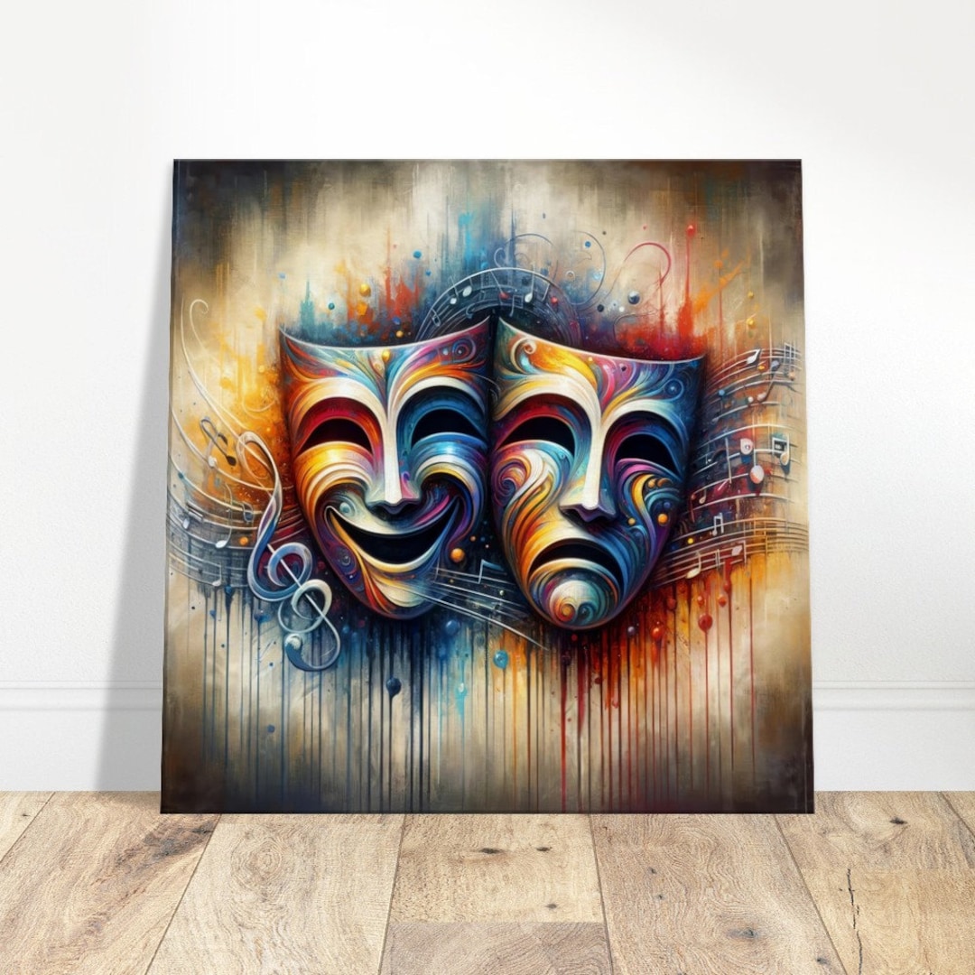 Graffiti Theater Masks Art Canvas - Urban Drama Wall Decor - Etsy