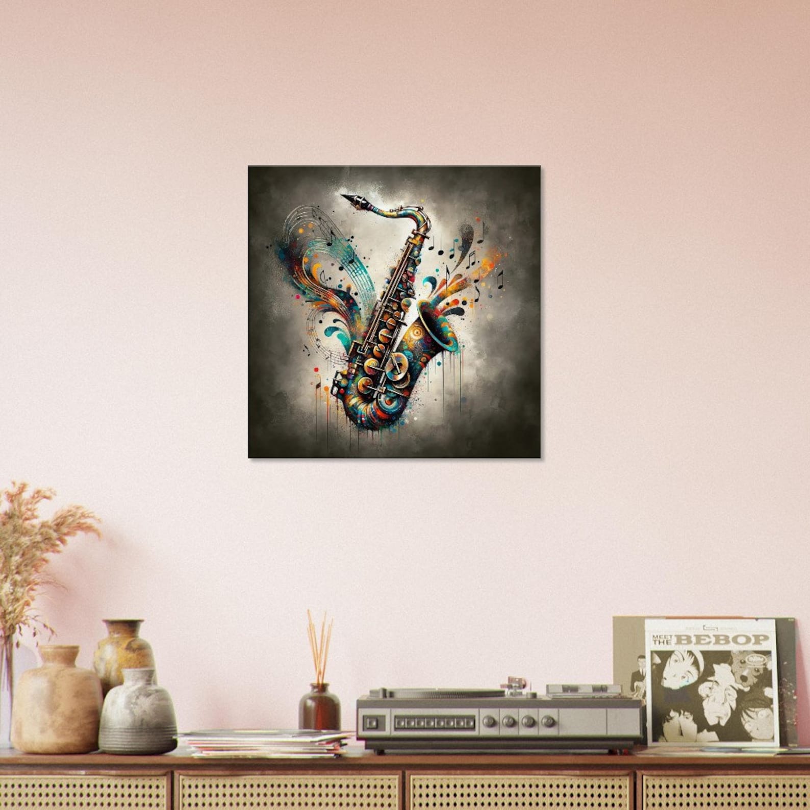 Urban Jazz Soul - Graffiti Saxophone Canvas Print, Colorful Abstract ...