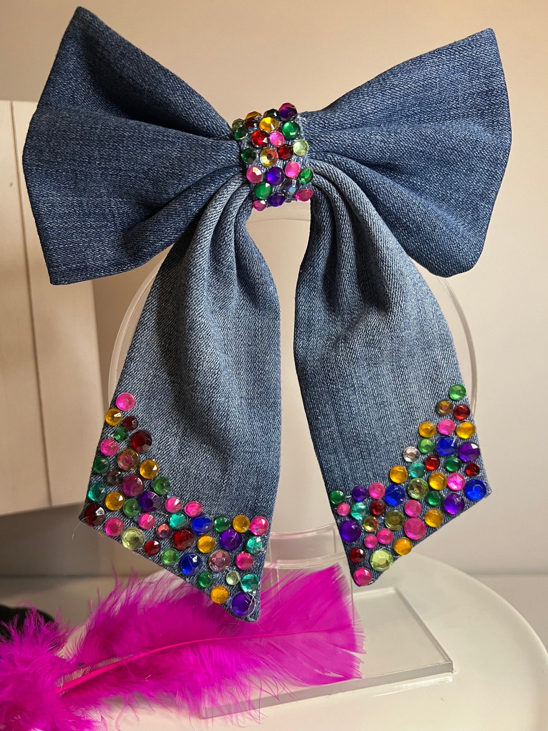 Denim Definitely a Fashion Trend Beautiful Coquette Bow With Gem ...