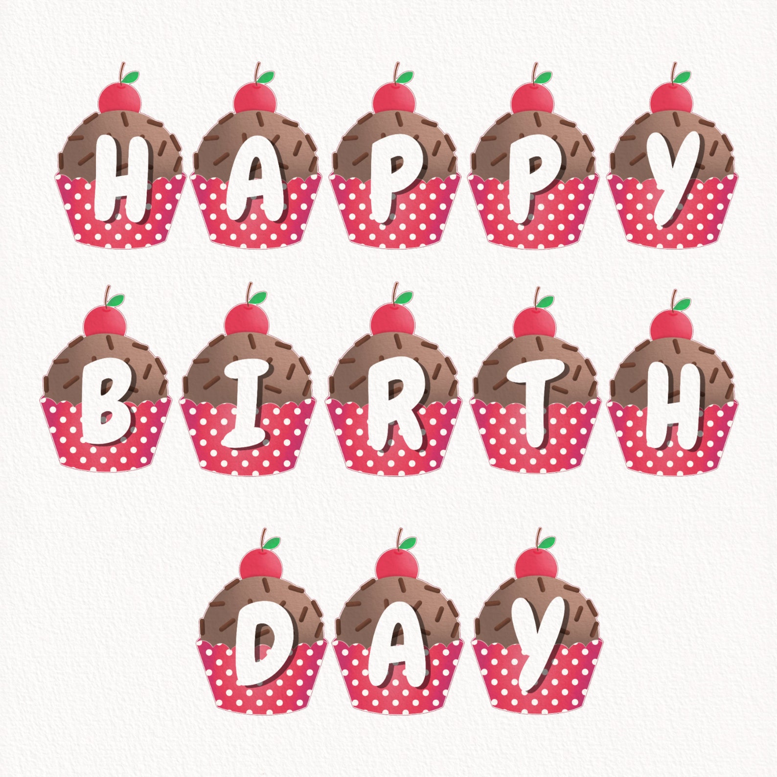 Editable Cupcake Birthday Banner Printable Cupcake Birthday Garland ...