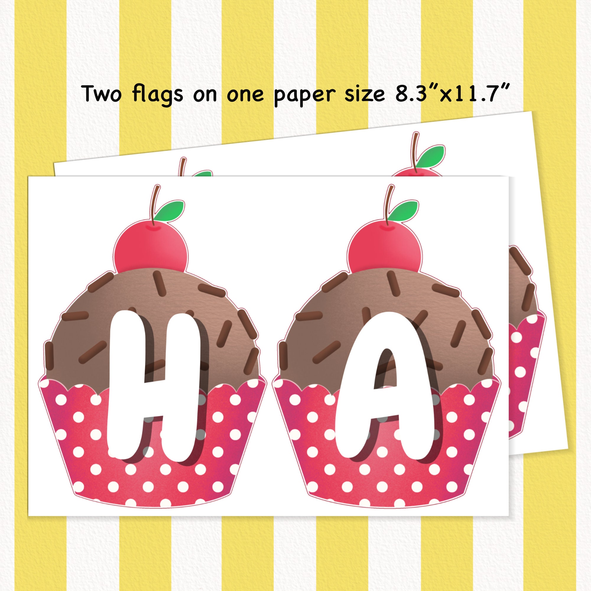 Editable Cupcake Birthday Banner Printable Cupcake Birthday Garland ...