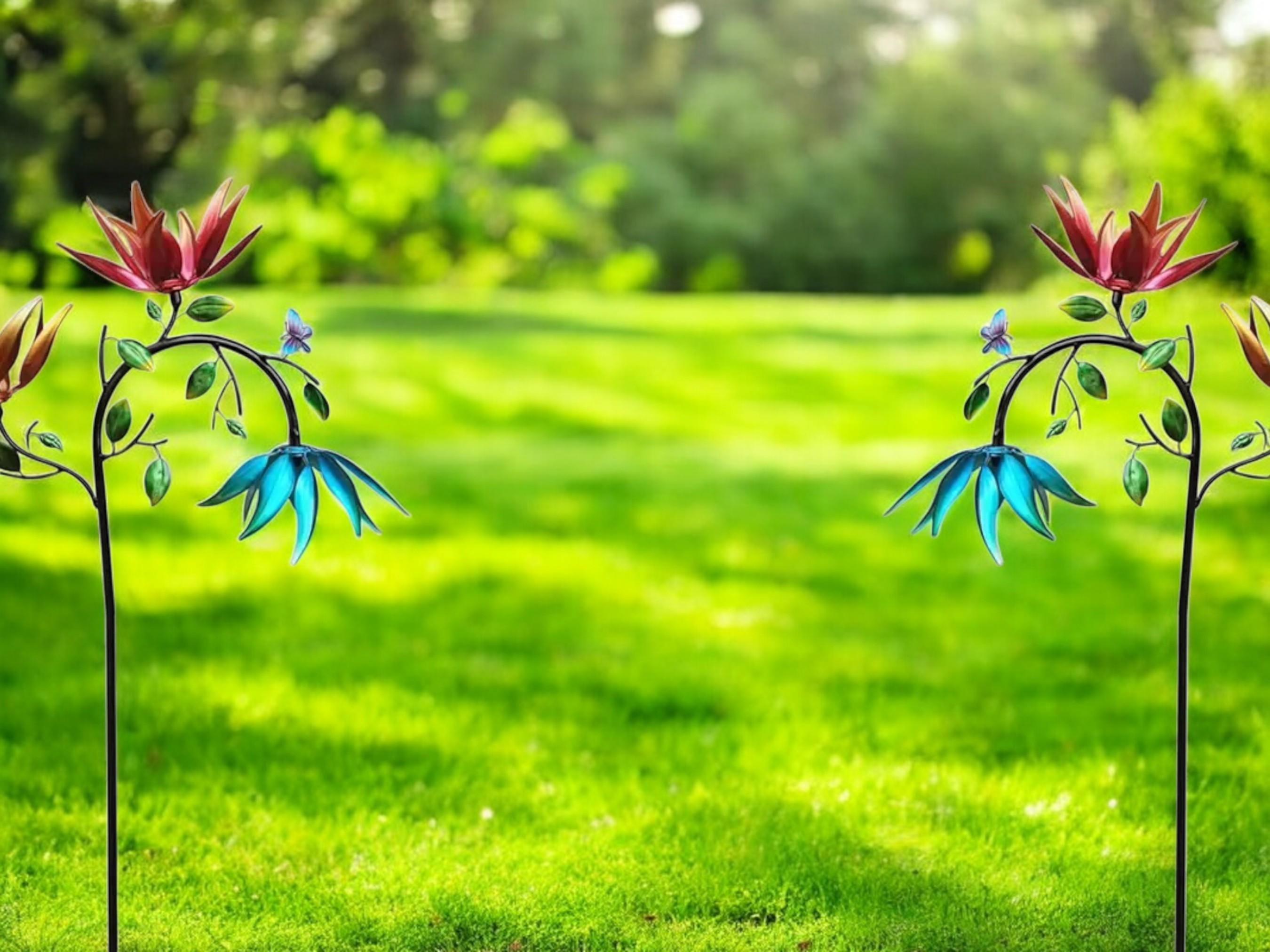 Garden Wind Spinner | Rotating Flowers & Butterflies | Outdoor Yard Art ...
