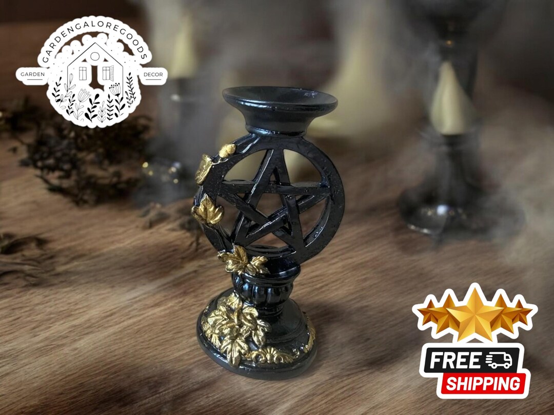 Pentagram Candle Holder | Resin Pentacle Candlestick | Housewarming ...