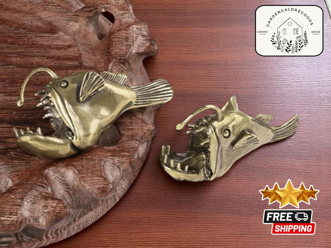 Retro Brass Anglerfish Figurine | Fish Bowl Decor | Sea Animal ...