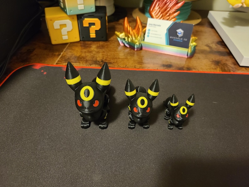 Umbreon Flexi Articulated Eevee Evolution 3D Printed Pokemon Toy Mini ...