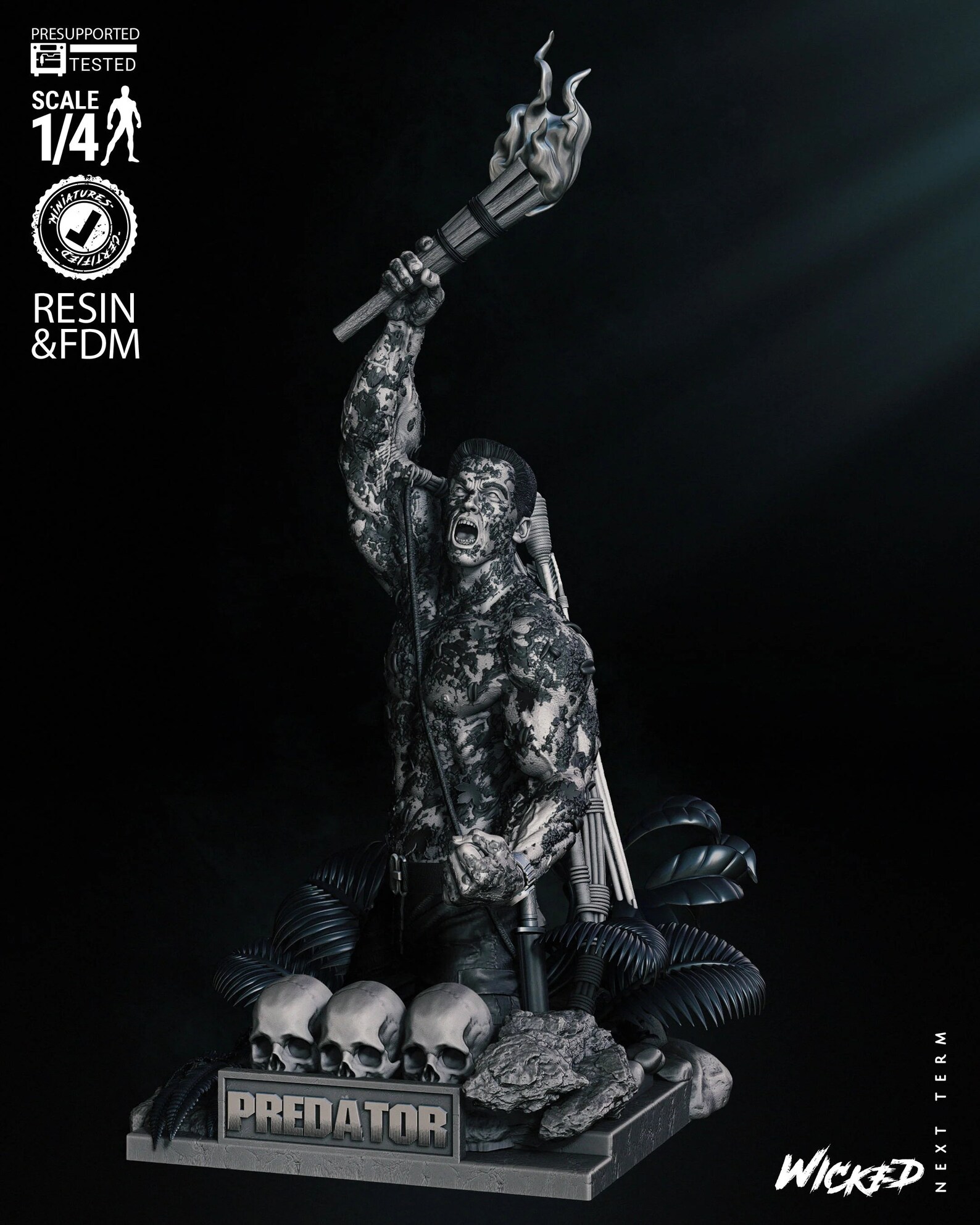 Hand Painted Predator Dutch Bust Statue Sculpture Collectible Unique ...