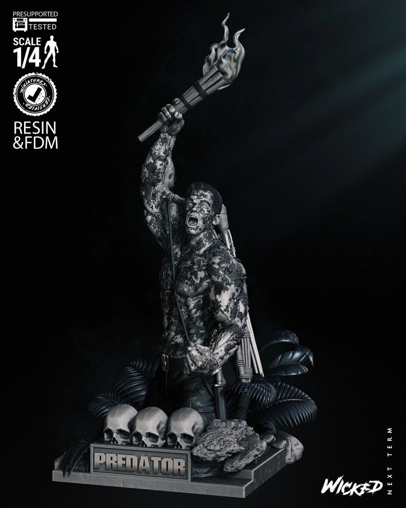 Hand Painted Predator Dutch Bust Statue Sculpture Collectible Unique ...