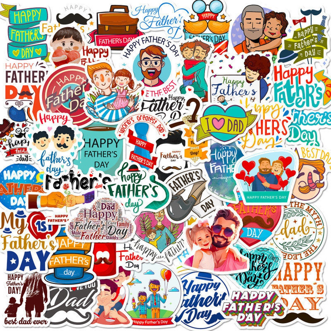50 Happy Father's Day Stickers Pack for Laptop/water Bottle/skate Board ...