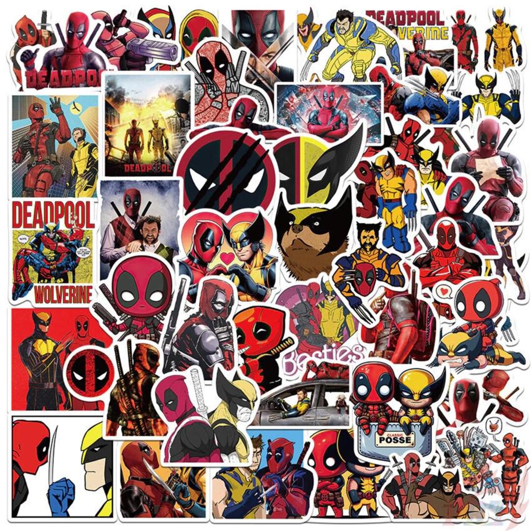 50 Deadpool & Wolverine Sticker Pack for Laptop/water Bottle/skate ...