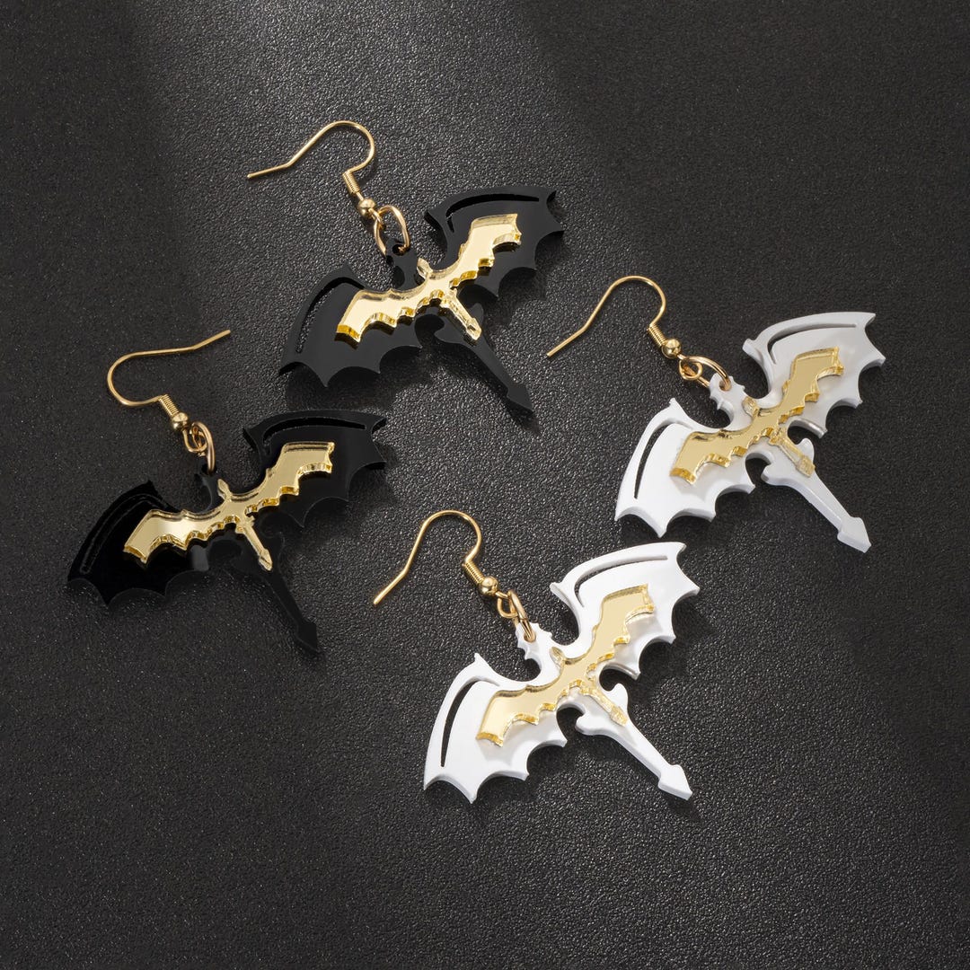 Fantasy Soaring Dragon Dangle Earrings, Flying Dragon Acrylic Earrings ...