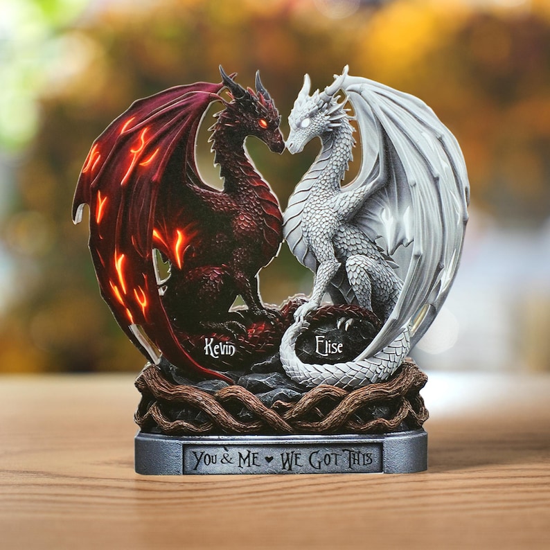 Personalized Dragon Couple Acrylic Plaque, Custom Name Lovers Gift ...