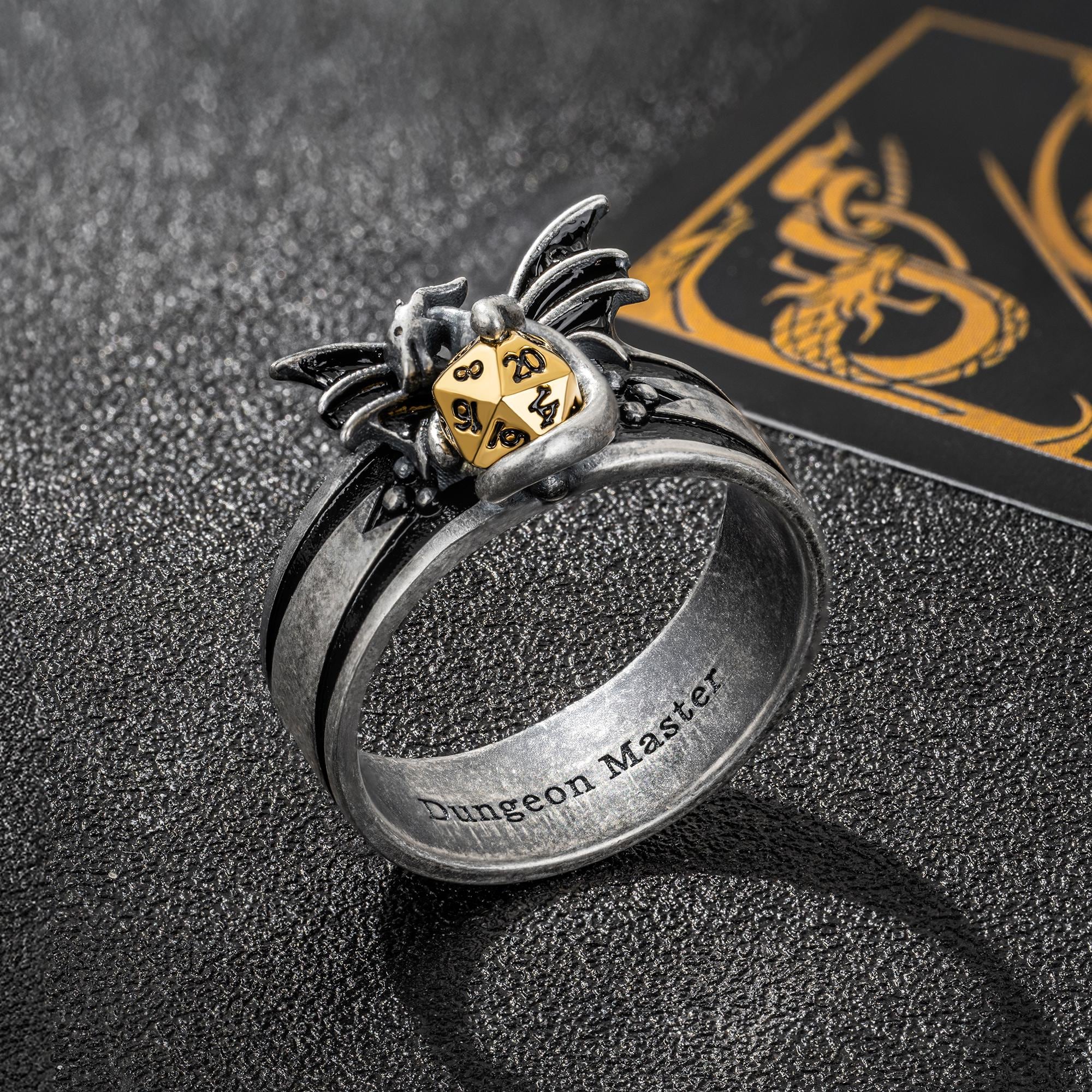 Small D20 Dice Dragon Promise Rings With Inner Engraving, Proposal Ring ...
