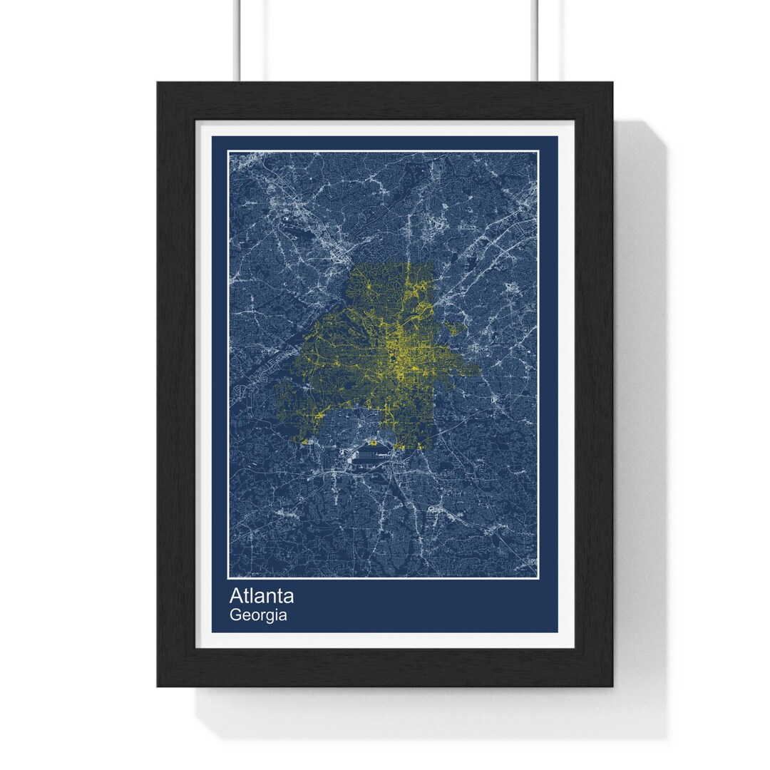 Framed Detailed City Street Map of Atlanta, Georgia - African Diaspora ...