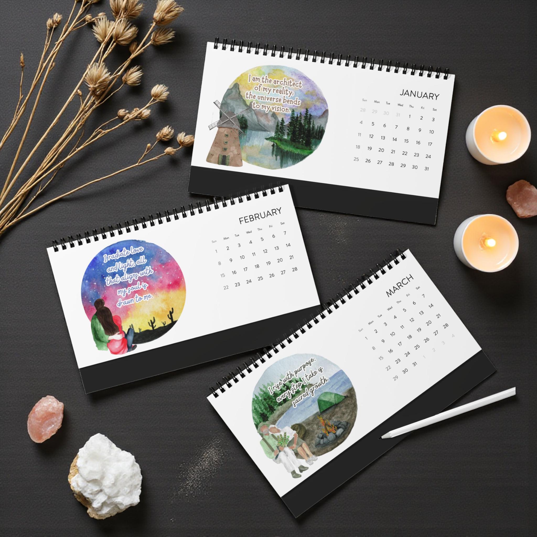 2026 Desk Calendar Affirmation Aesthetic Decor Positive Manifestation ...