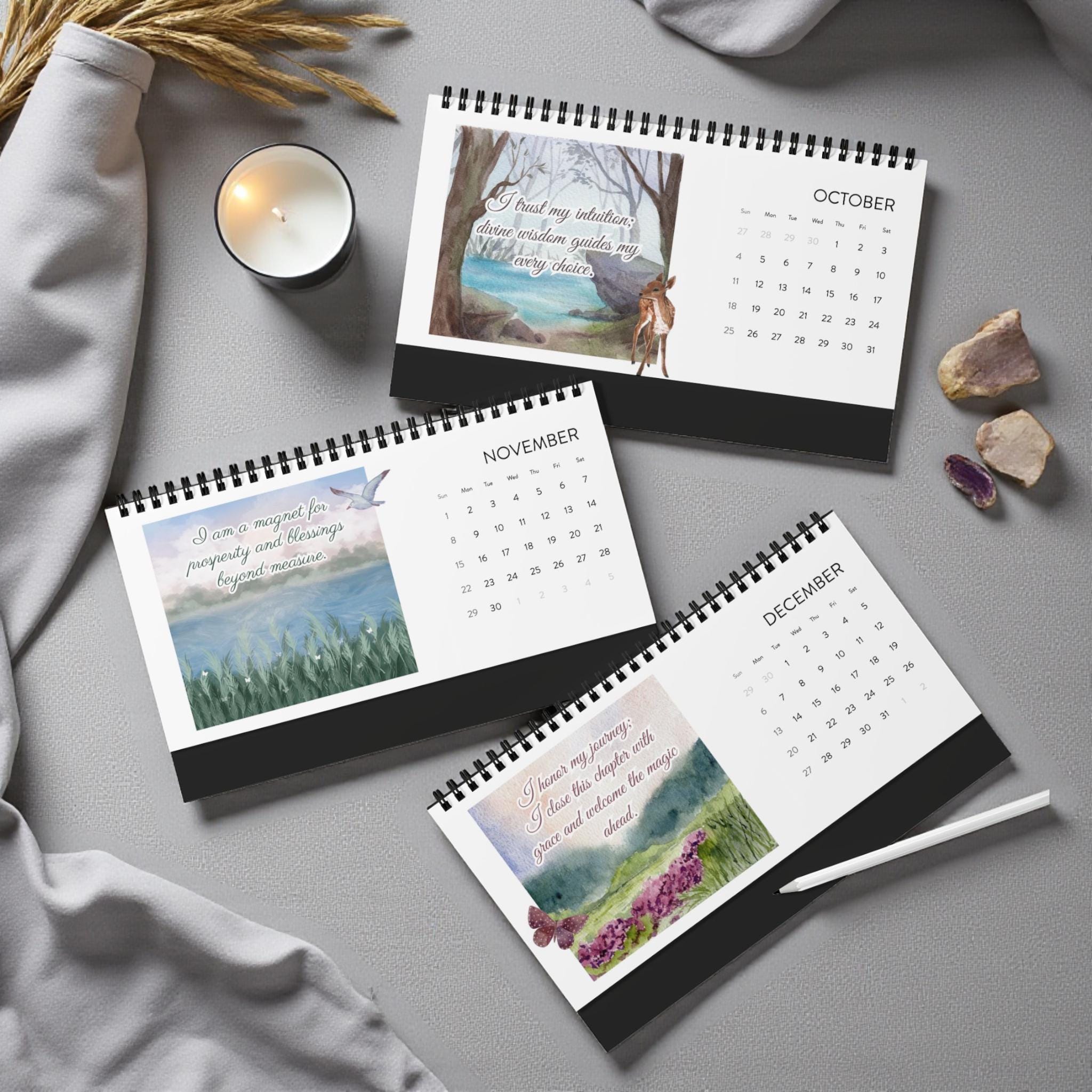 2026 Desk Calendar Affirmation Aesthetic Decor Positive Manifestation ...