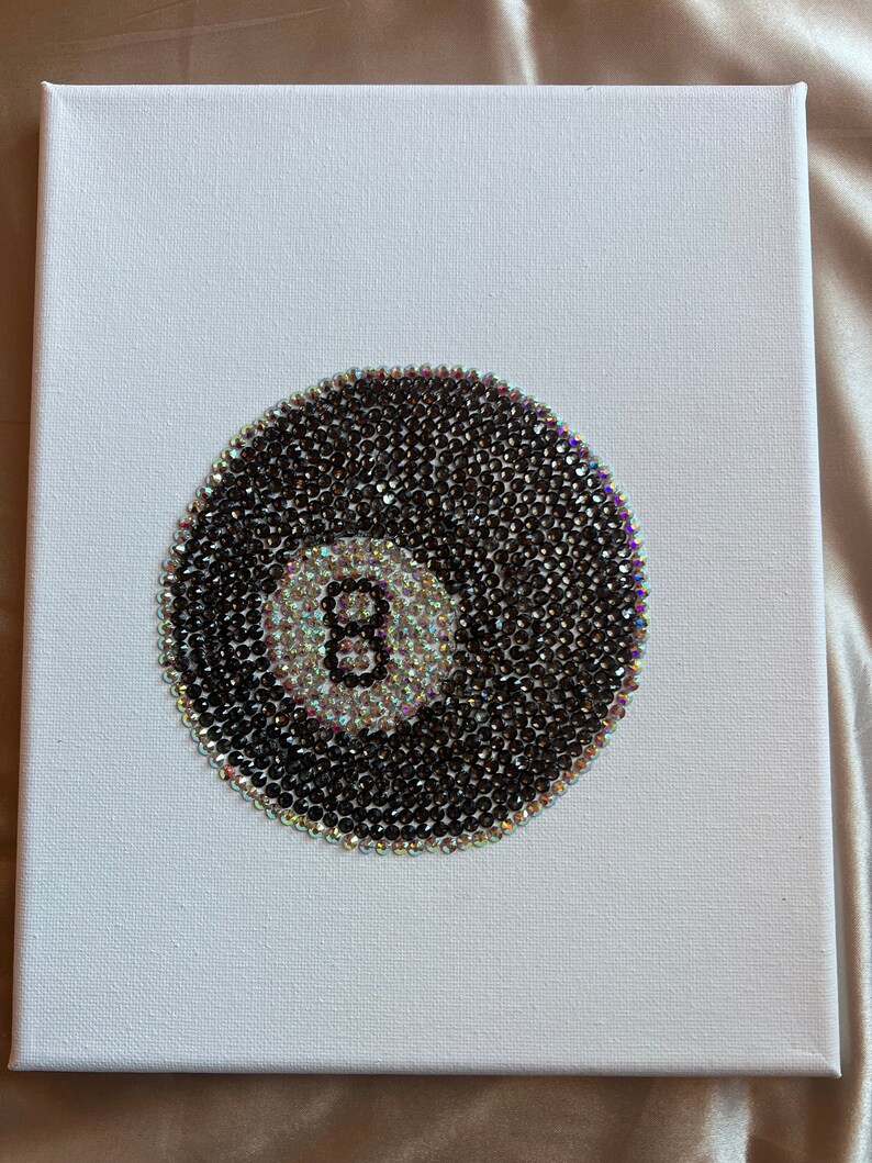Rhinestoned 8 Ball Canvas - Etsy