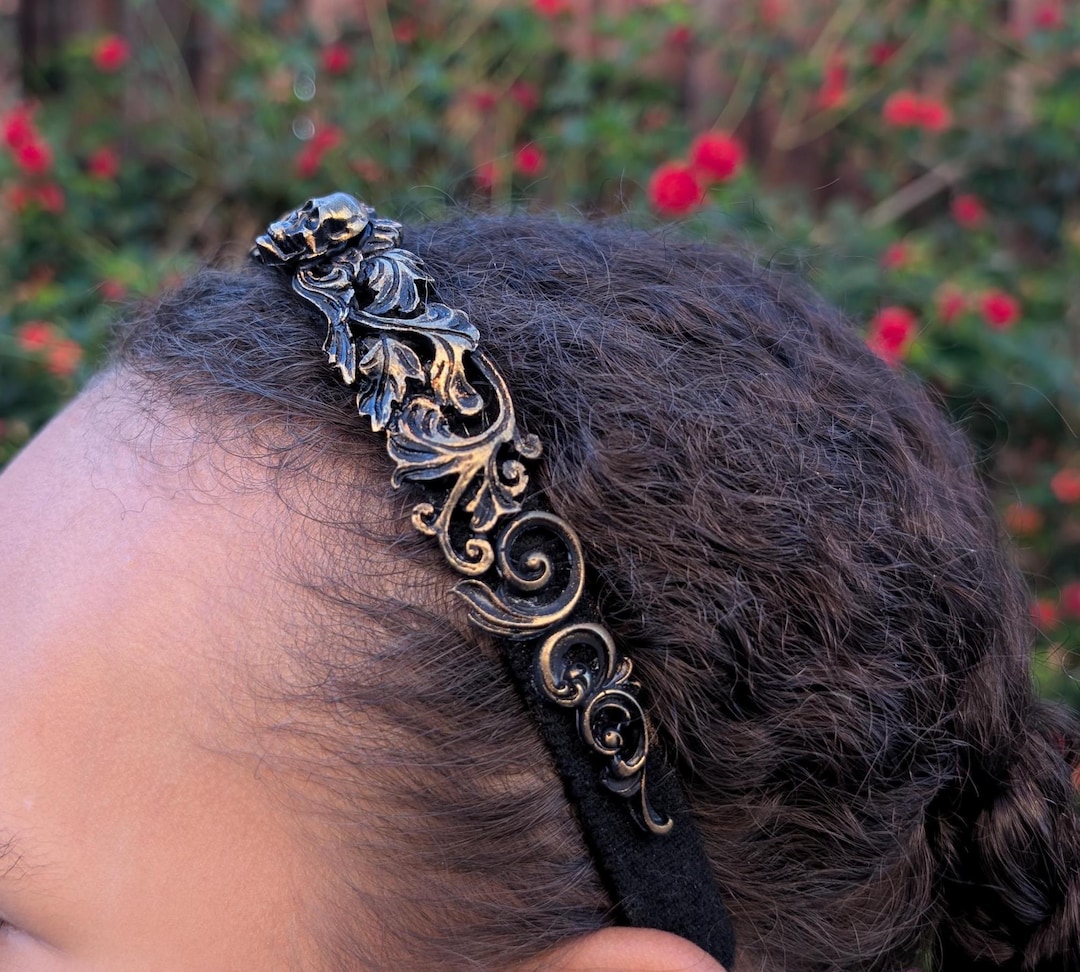 Victorian Shadows - Vintage Gothic Rusted Gold Headband With Skull ...