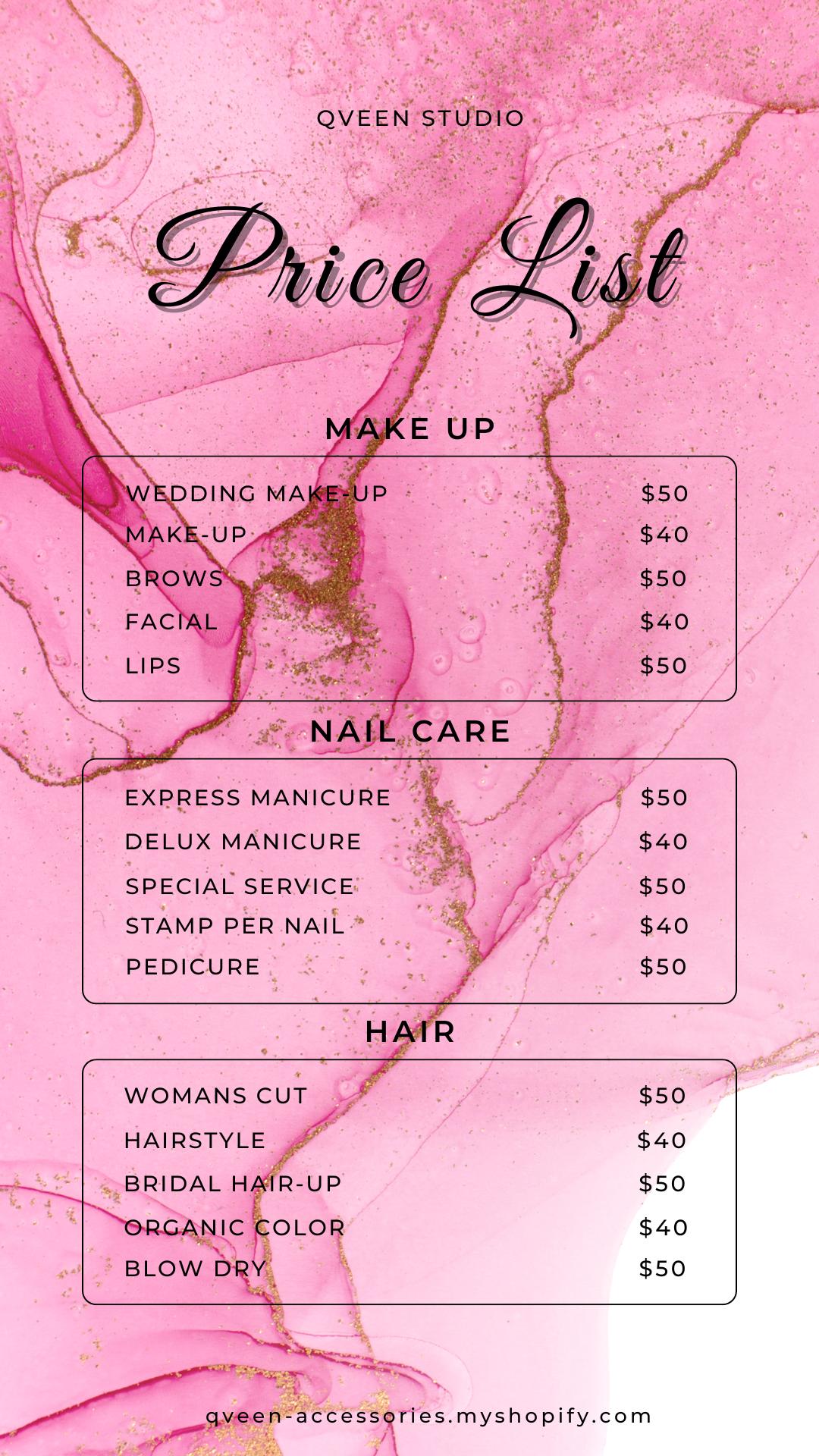 Editable Price List Template: DIY Canva Design (digital File) - Etsy