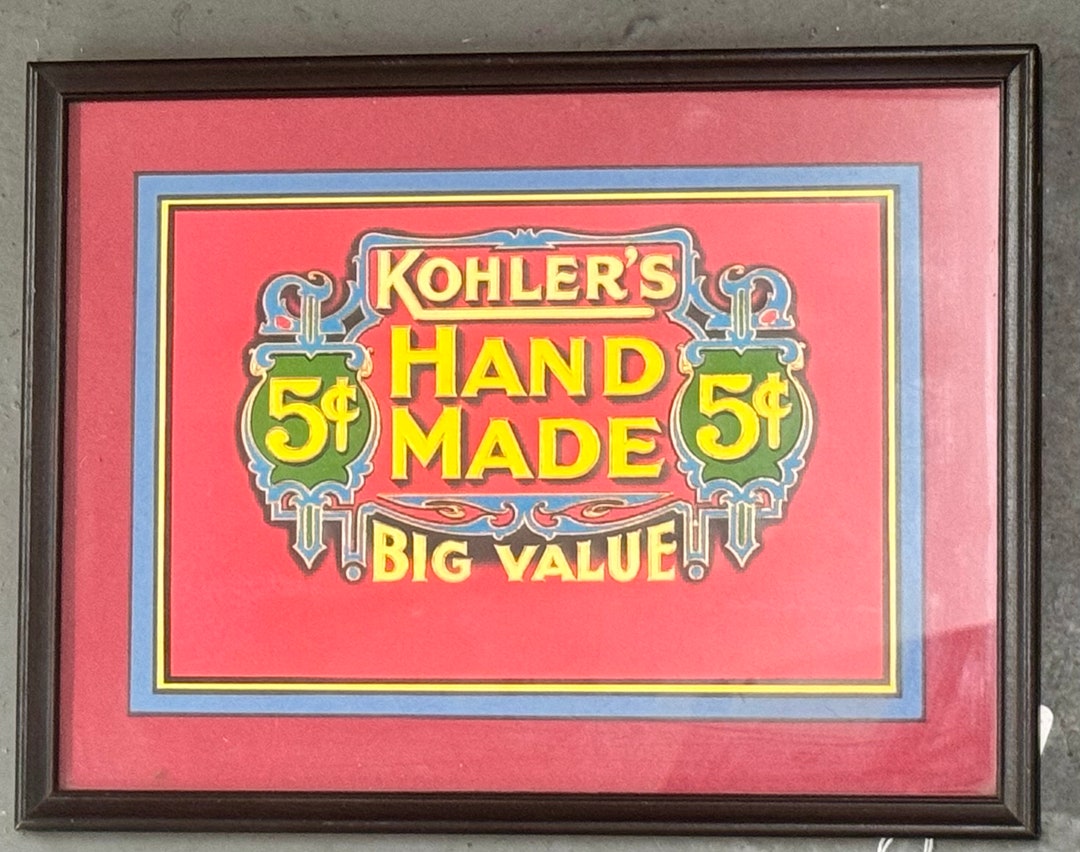 Vintage Cigar Art KOHLERS 5 Cent Hand Made Big Value Framed Cigar Box ...
