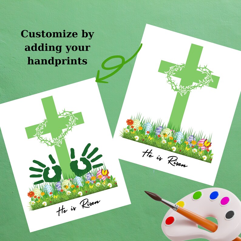 Jesus is Risen Easter Handprint Art Craft, Easter Handprint Craft, He ...