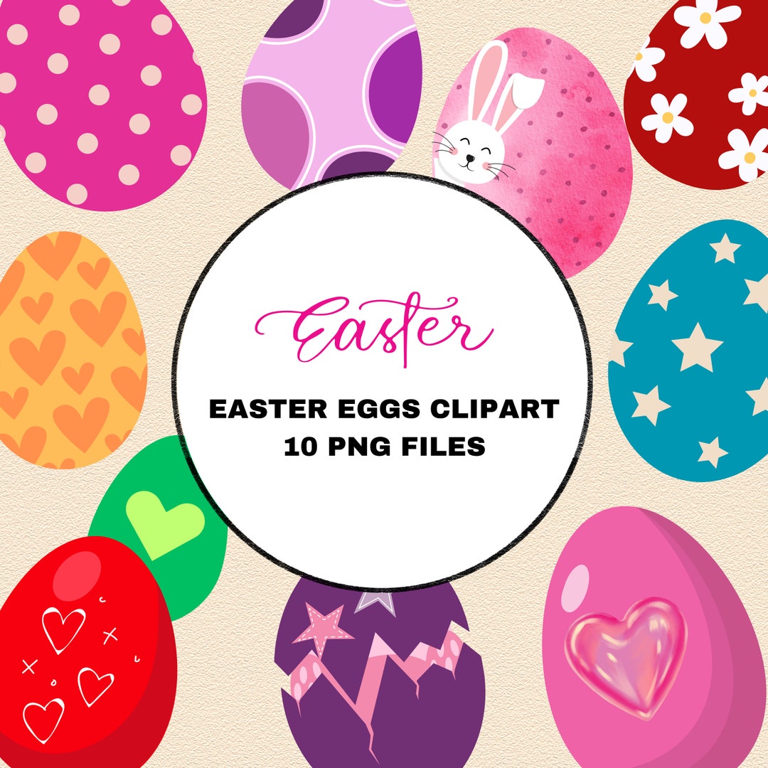 Colorful Easter Eggs Clipart Set for Instant Download - Spring Clip Art ...