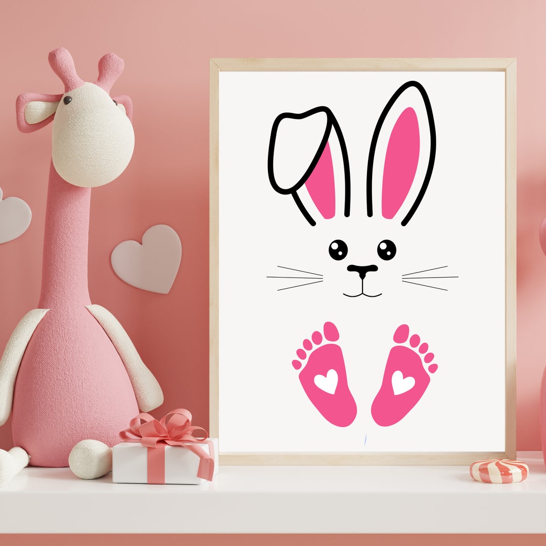 Easter Bunny Footprint Printable DIY Craft, Kid's Easter Gift, Rabbit ...