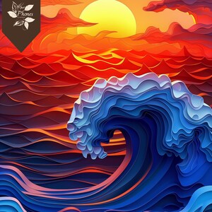 Papercraft Wave iPhone 4K Wallpaper, Zen Origami Aesthetic, Papercraft ...