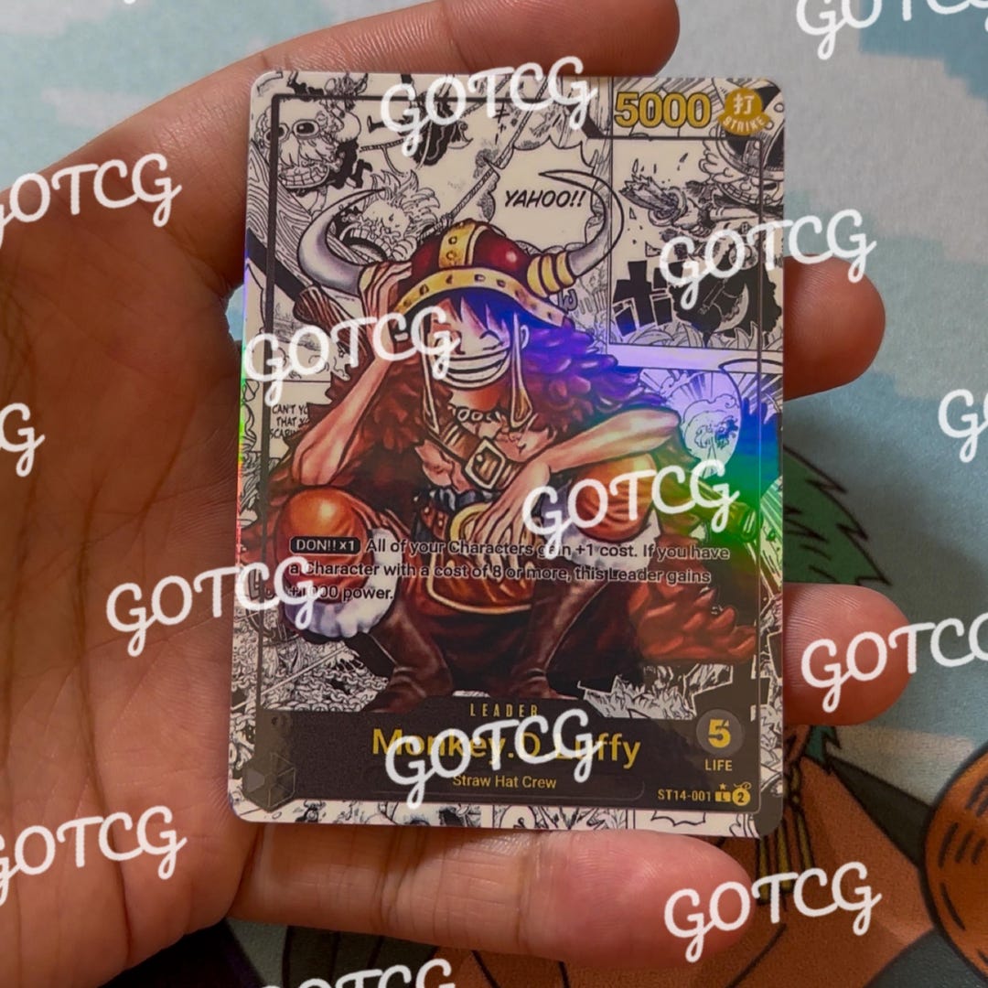 Luffy Custom Leader Manga - Black ST14 - Holographic Handmade - Custom ...