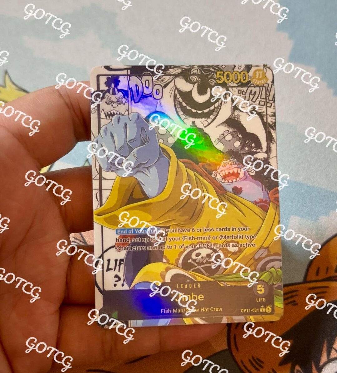 Jinbe Custom Leader Manga - Green OP11 - Holographic Handmade - Custom ...