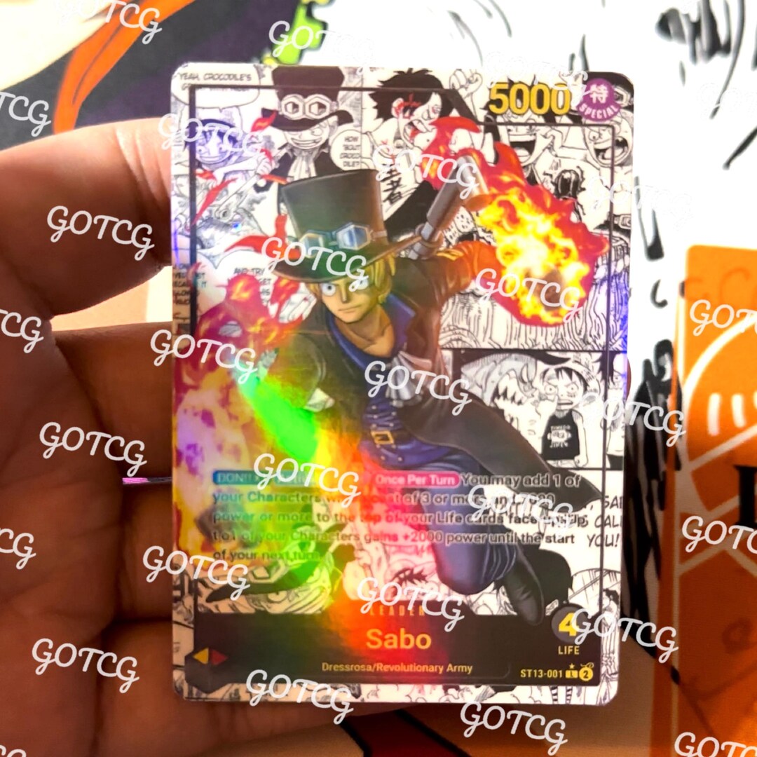Sabo Custom Leader Manga - Red Yellow ST13 - Holographic Handmade ...