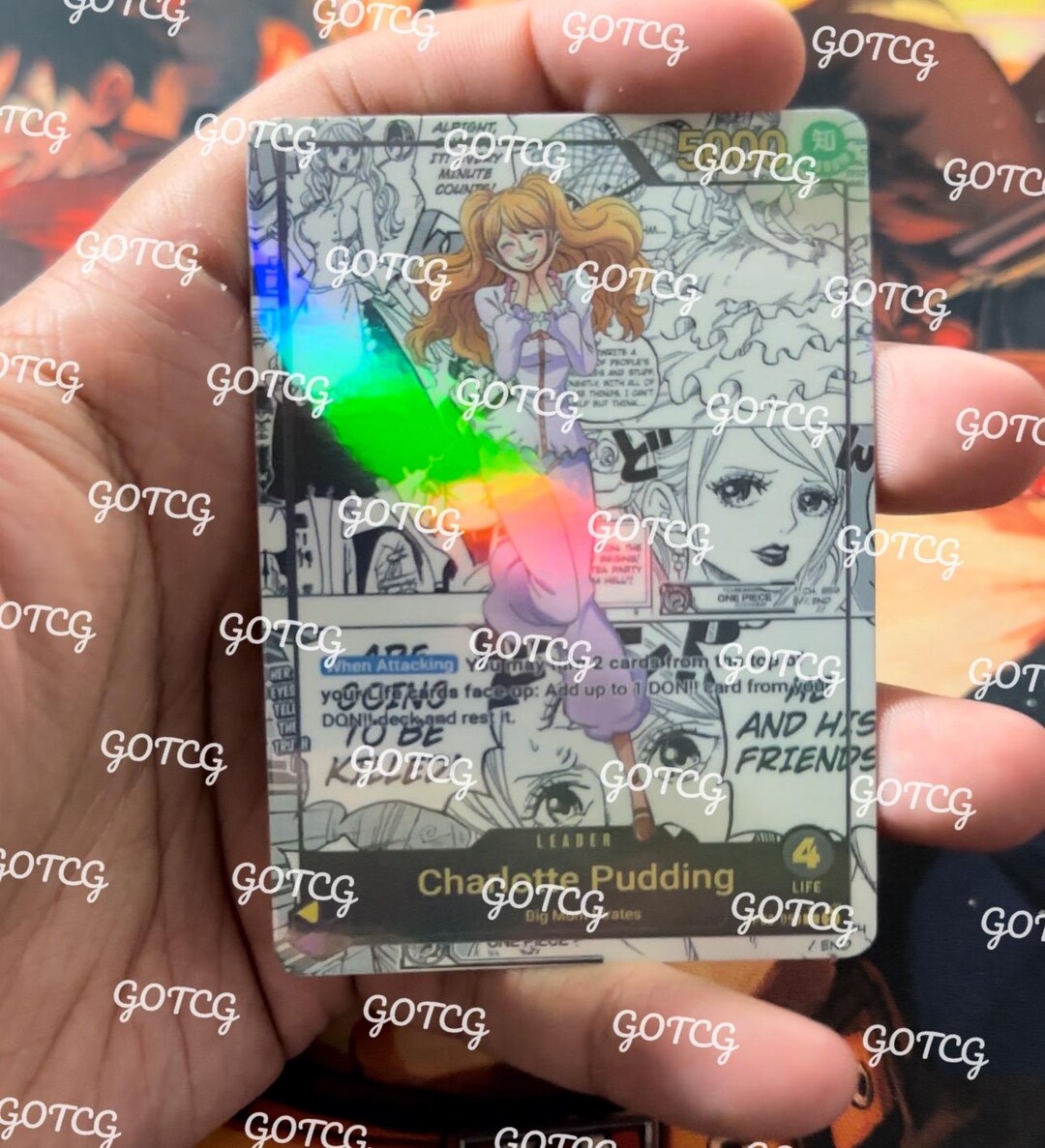 Pudding Custom Leader Manga - Purple Yellow OP08 - Holographic Handmade ...