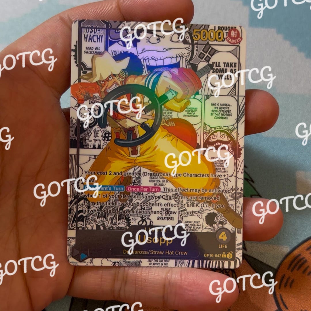 Usopp Custom Leader Manga Blue Black OP10 Holographic Handmade Custom ...