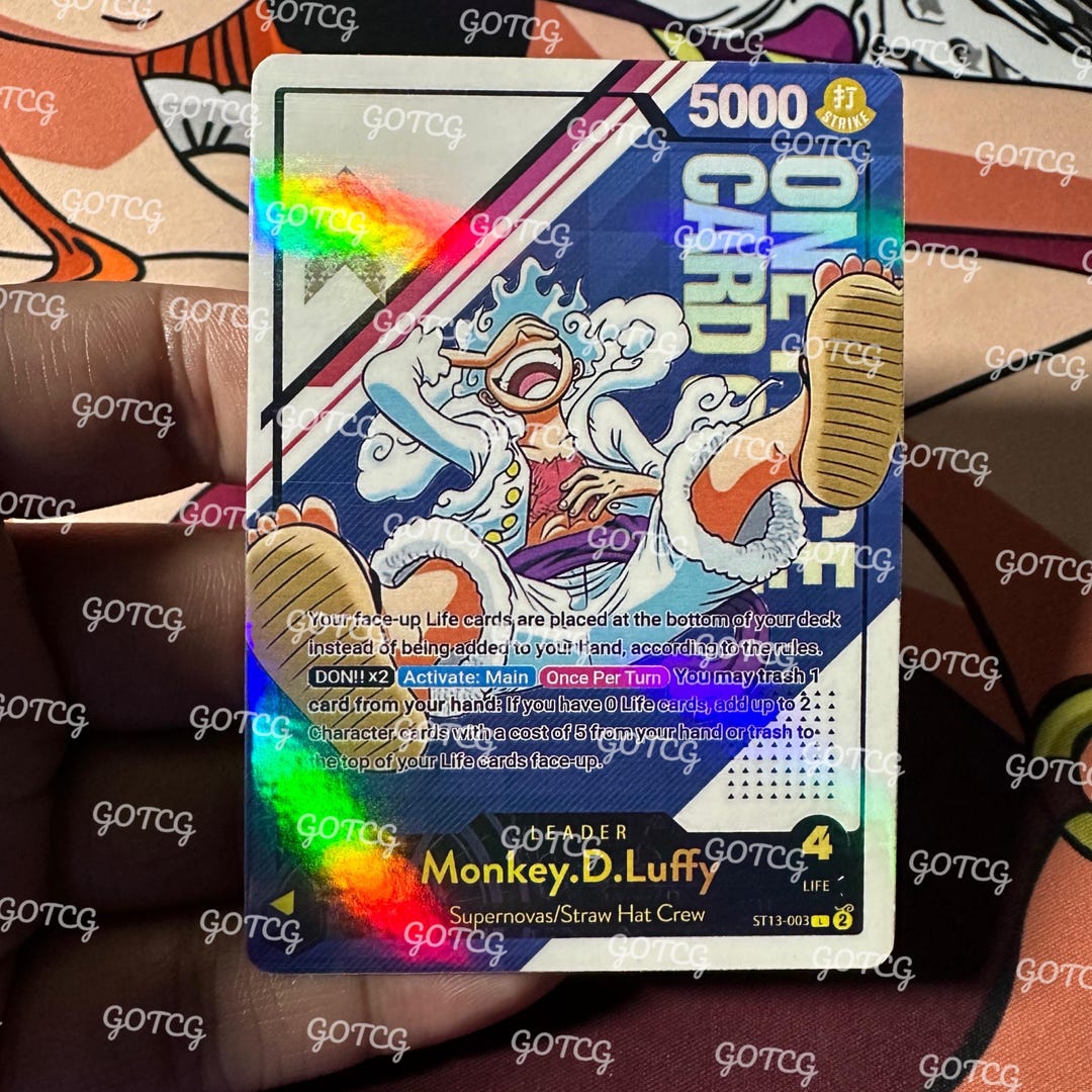 Luffy Custom Leader Manga - Black Yellow ST13 - Holographic Handmade ...