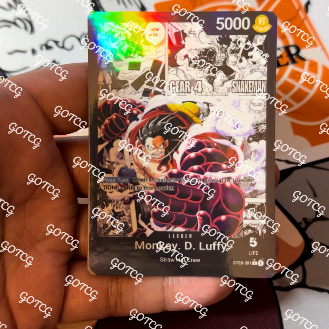 Luffy Custom Leader Manga - Black ST08 - Holographic Handmade - Custom ...