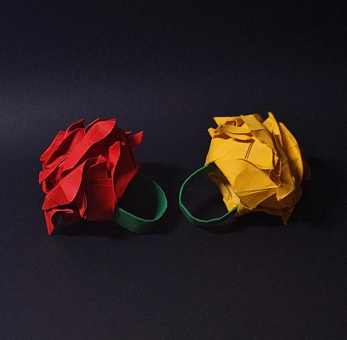 Handmade Origami Rose Rings - Etsy