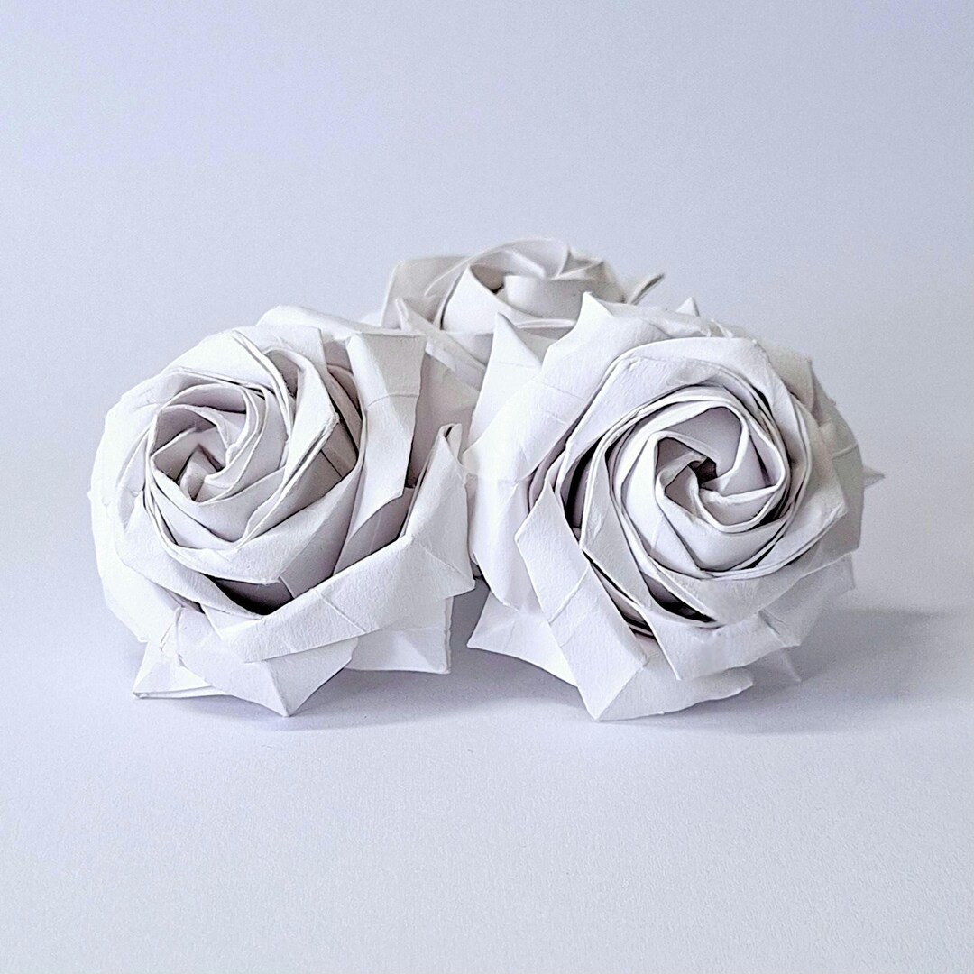 White Origami Pentagon Rose Handcrafted - Etsy