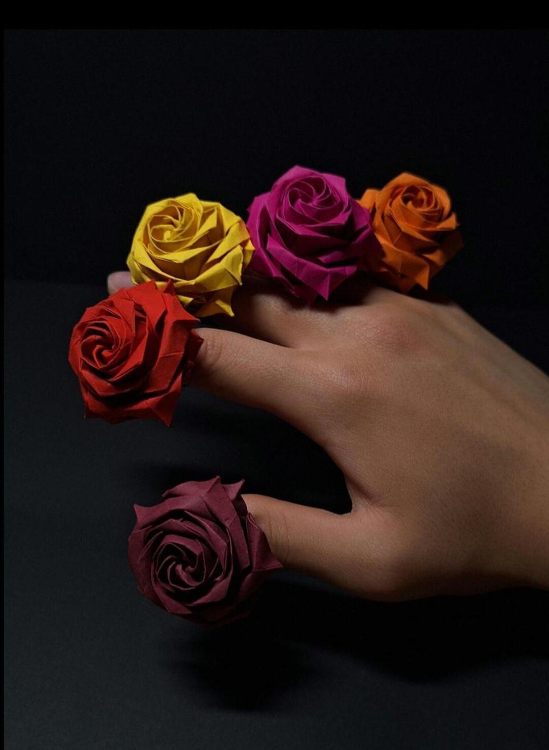Handmade Origami Rose Rings - Etsy