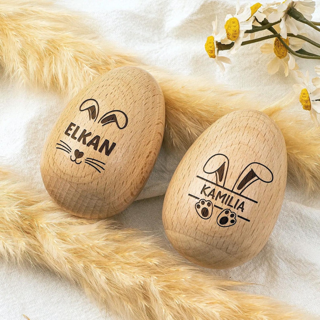 Personalized Musical Wooden Easter Egg Shakers, Engraved Egg Shaker ...
