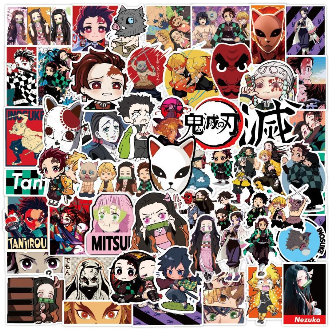 50 Pcs Demon Slayer Anime Series Stickers Luggage Laptop Phone ...