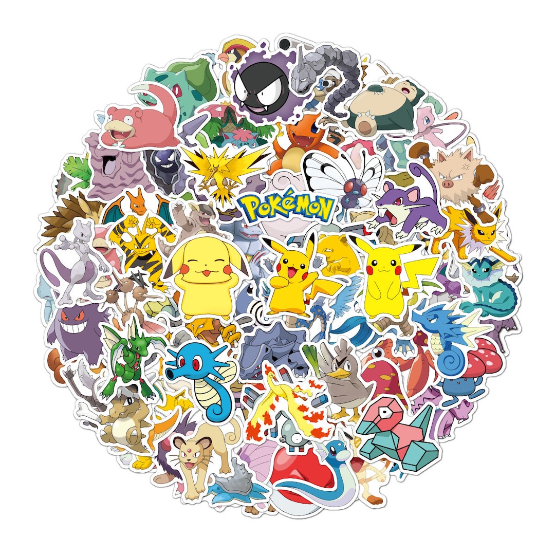 100 Pcs Pokemon Pikachu Stickers Luggage Laptop Phone Snowboard - Etsy