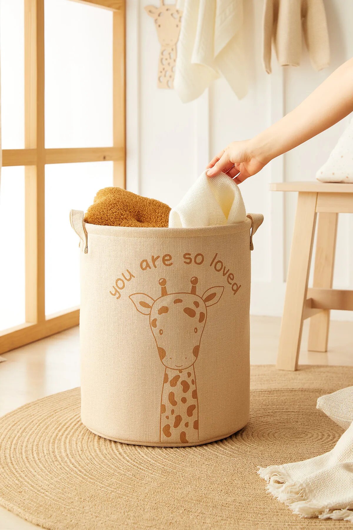Giraffe Nursery Basket, Organizer Toy Box, Boho Nursery Basket, Laundry ...
