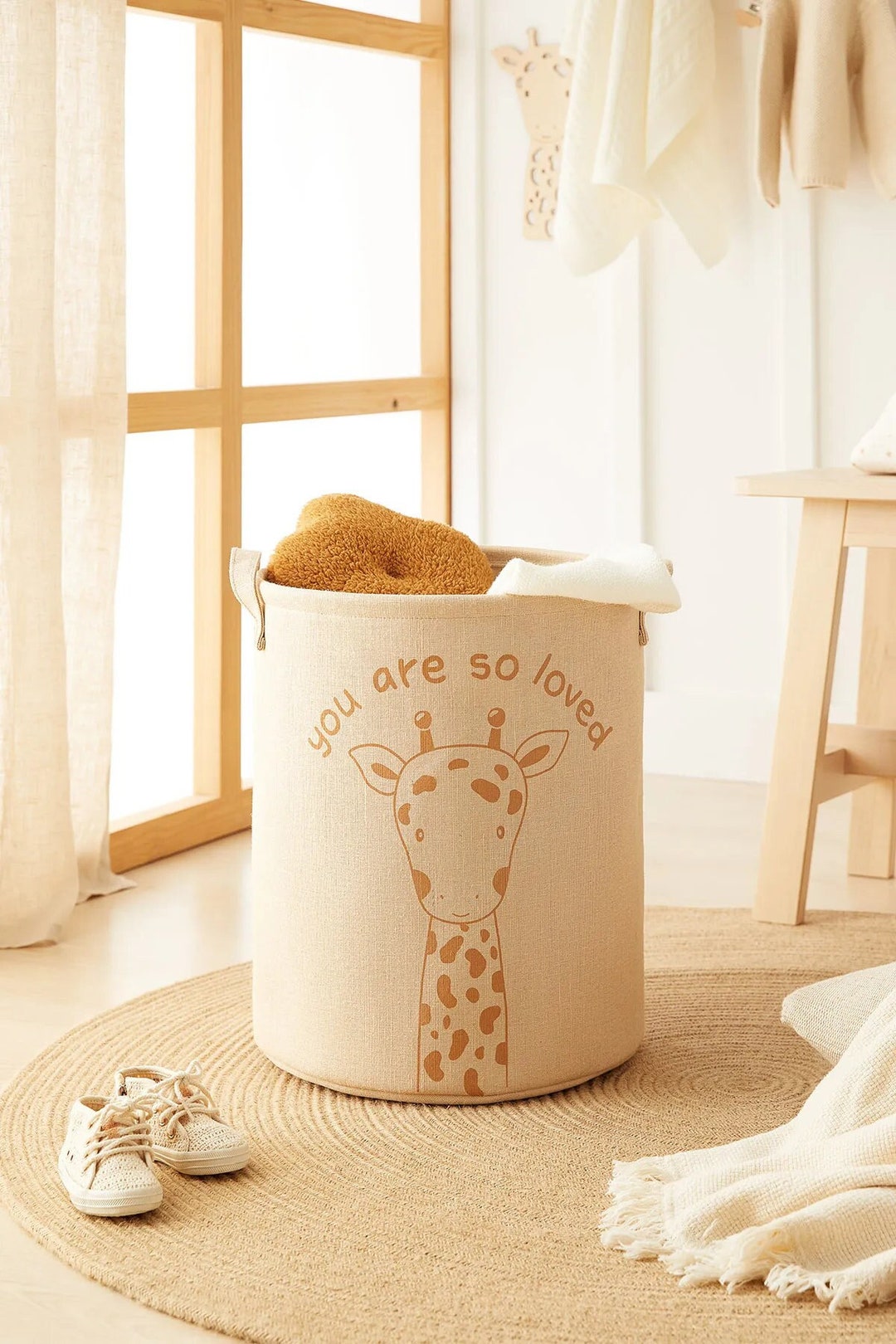 Giraffe Nursery Basket, Organizer Toy Box, Boho Nursery Basket, Laundry ...