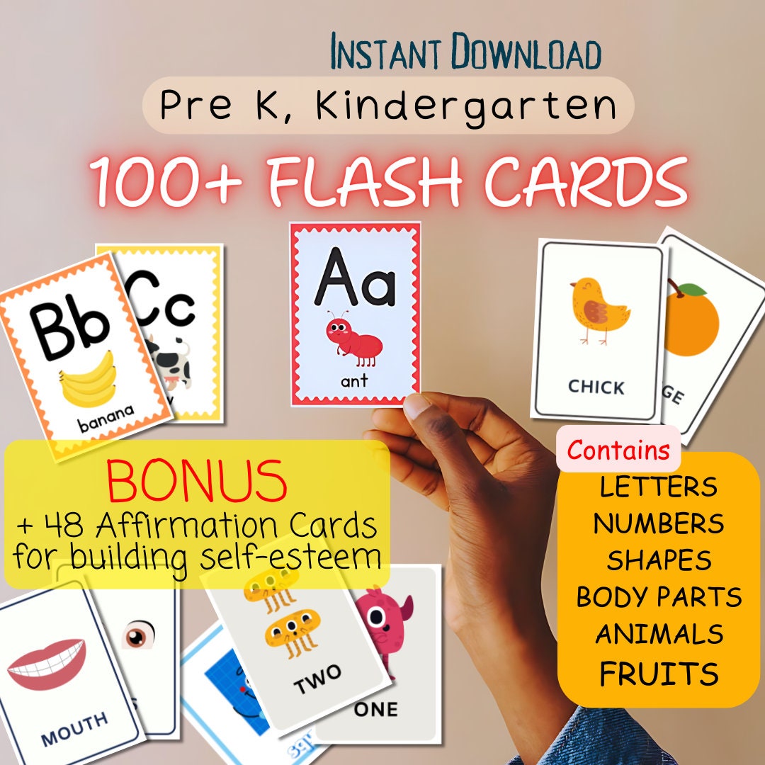 100 Flash Cards for Homeschoolers Prek Kindergarten With BONUS 48 ...