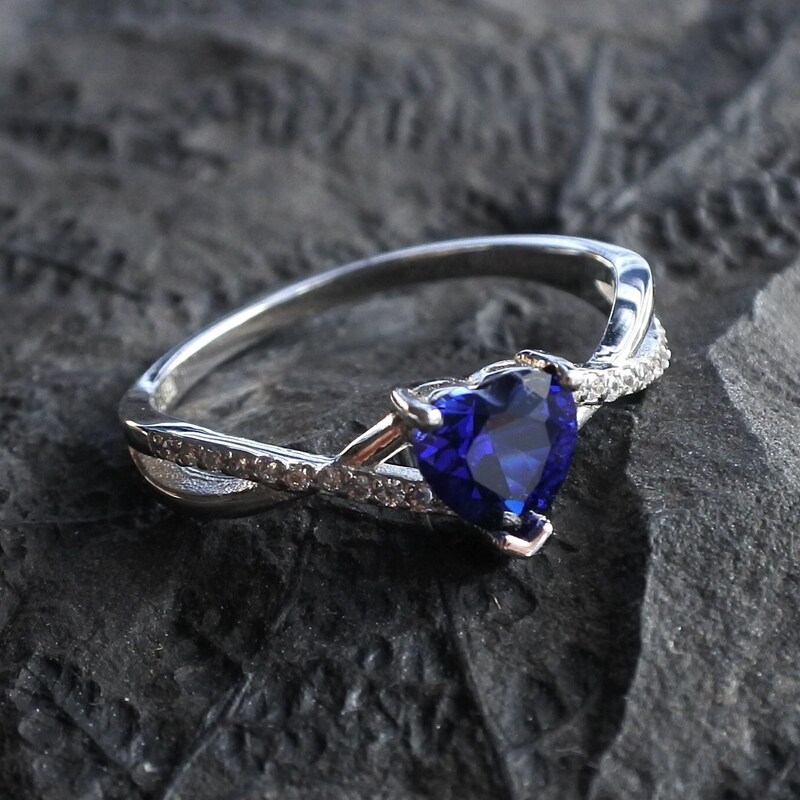 Blue Heart Ring - Etsy