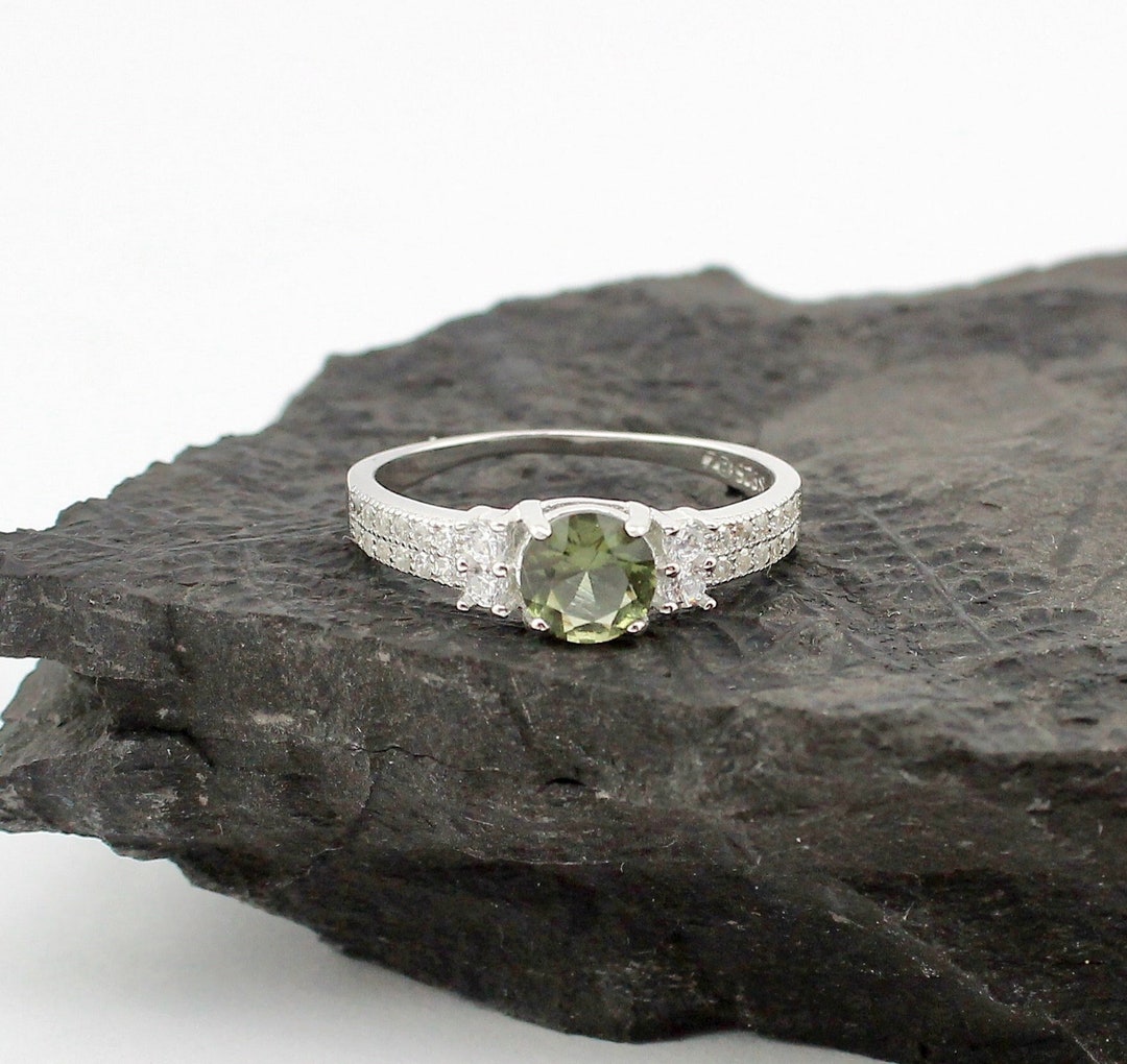 Genuine Moldavite Ring 6mm Stone, Real Moldavite Ring Silver, Czech ...